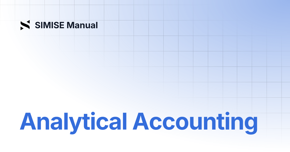 Analytical Accounting | SIMISE Manual